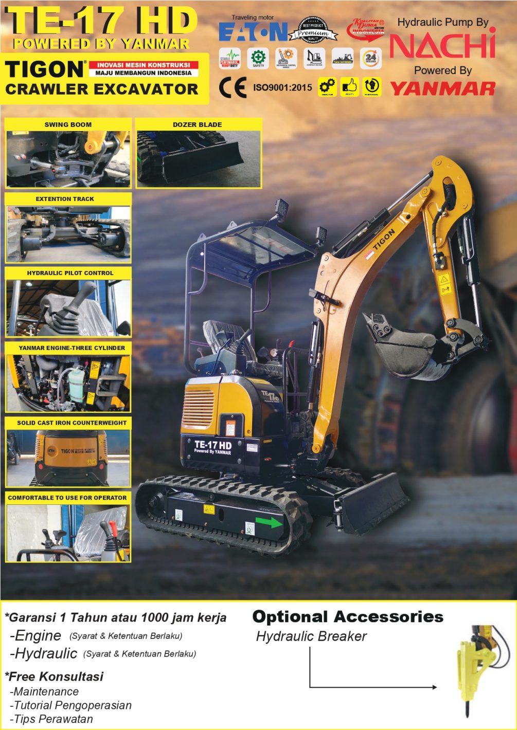 TE-17 HD | MINI EXCAVATOR | CRAWLER EXCAVATOR | TIGON – Jagonya Mesin
